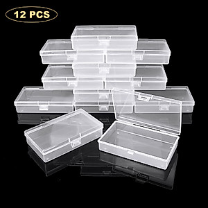 DIRBUY 12pcs Small Plastic Rectangular Containers, Clear Mini Plastic Boxes with Lids for Beads and Small Items (5x 3 x 1 inch)