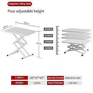 Delitem 25x17 inch Height Adjustable Desk/Table Surface Riser, 17" Wide Tabletop Multi-Height Desk Converter, Monitor Laptop Platform Work Station/Panic Table (Blue)
