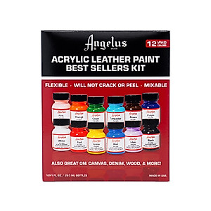Angelus Leather Paint Starter Kit Set of 12 1 Ounce Bottles