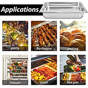 DatingDay 4 Packs Stainless steam Hotel pan，1/2 Size x 2.5" Deep，22 Gauge/0.7mm Thick Stainless Steel Hotel Pan Anti Jam Steam Table Pan with Lid (1/2 Size x 2.5" Deep)