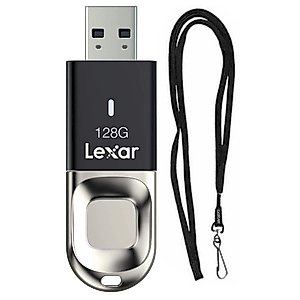 Lexar 128GB JumpDrive Fingerprint F35 150MB/s USB 3.0 Flash Drive Bundle with (1) GoRAM Black Lanyard (128GB, 1 Pack)