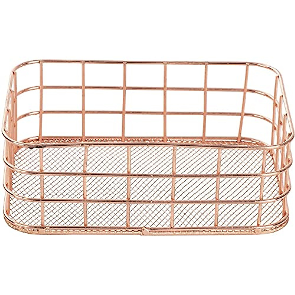 Metal Storage Baskets, Copper Wire Basket Organizer (Rose Gold, 2 Piece Set)