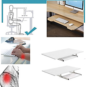 V3VOGUE Computer Desk Keyboard Tray Shelf - Under Desk Sliding, Wooden Desk Extender Tray 54/60/70 cm, with Slide, Pull Out Keyboard Platforms Keyboard Drawer Height Adjustable