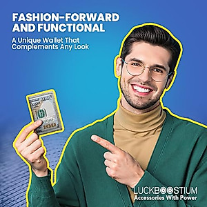 LUCKBOOSTIUM $100 Trifold Wallet - US Dollar Bill Wallet for Men - Money Wallet for Women - Leather Wallet with Card Slot and ID Window - Billfold Wallet for Teen, Boys, Kids