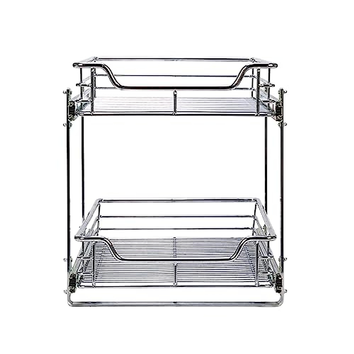 Household Essentials Glidez Slide Out Cabinet Organizer, 14.5” Wide, Durable Chrome-Plated Steel Frame, Dual Baskets and Smooth Glides, Heavy-Duty and Space-Optimizing, Simple Assembly and Installation, Chrome