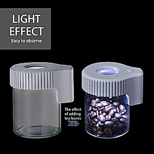 Honeypuff Magnifying Jar with Light, Light-Up LED Transparent Glass Air Tight Storage Jars Magnifying Viewing Jar (Gray)