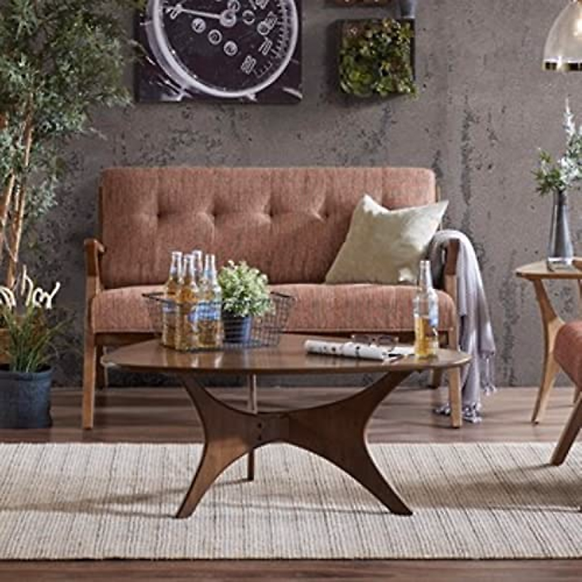 INK+IVY Rocket Accent Loveseat - Solid Wood, All Foam Two Deep Seat Settee Mid-Century Short Sofa - Retro Accent Loveseat For Living Room