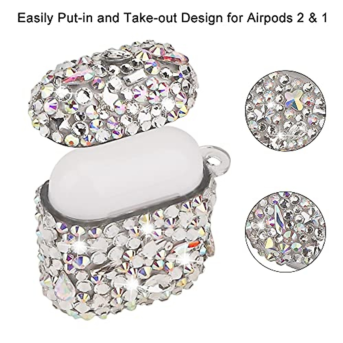 Luxurious Rhinestone AirPods Case, Protective Bling Diamonds AirPod Charging Protective Case Cover for Apple I10/I12 TWS (Art Silver)