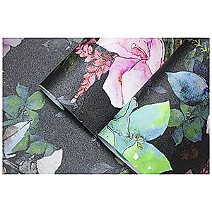 HAOKHOME 93153 Wild Spring Peel and Stick Wallpaper Bouquet Botanical Floral Black/Green/Pink Removable Stick on Home Decor 17.7in x 118in