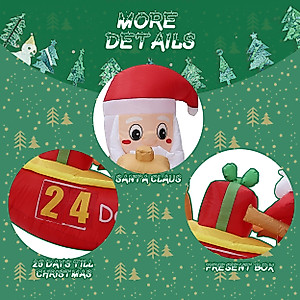 M MINGLE Christmas Inflatables Santa Claus, 7 FT Santa Inflatables Outdoor Decorations Countdown to Christmas, Blow up Yard Decorations Built-in LED Lights for Holiday Lawn Garden