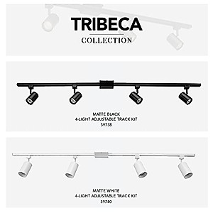 Globe Electric 59738 Tribeca 4-Light 56" Track Lighting Kit, Matte Black
