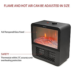 CONROWR 17inch Recessed Electric Fireplace Plug-in Heater, Recessed Freestanding Fireplace, Adjustable Flame Brightness Speed, Low Noise, 1600 Watts, Black