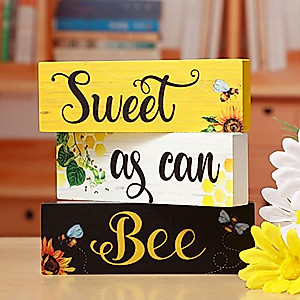 Sign Sunflower Tiered Tray Decor Tabletop Centerpiece for Summer Home Sweet as Can Trays Signs MDF Wood Sign Sunflower Gifts for House Kitchen Decor Wood Blocks Rustic Farmhouse Decor