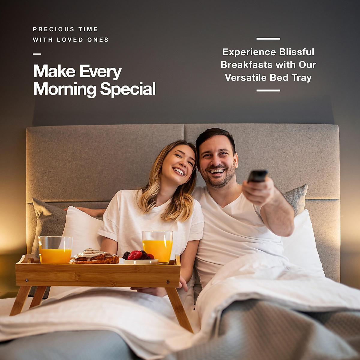 Home-it Bed Tray table with folding legs, and breakfast tray Bamboo bed table and bed tray with legs