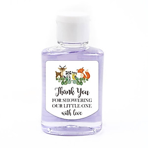 Hand Sanitizer Labels Thank You for Showering Our Little One with Love Stickers, Baby Shower Favor Stickers, Safari Baby Shower Party Favors., Green, 1.26 inch x 1.39 inch