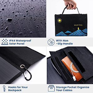 Solar Panel, HAMOPY 40W Portable Solar Panel Charger with Dual USB (5V/4A Overall) & DC (18V1.6A), IPX4 Waterproof Solar Charger for Camping, Compatible with iPhone 14/13/12/11/Xs,iPad,Samsung Galaxy