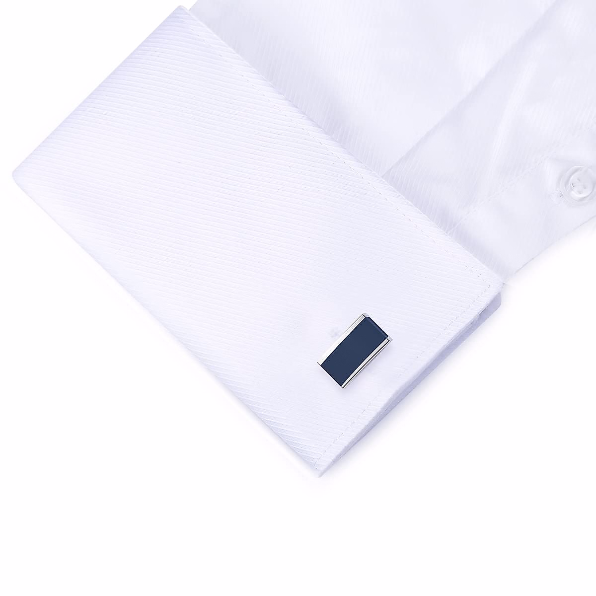 HONEY BEAR Cufflinks Mens Shirt Rectangle Stainless Steel Business Wedding Gift Navy Blue