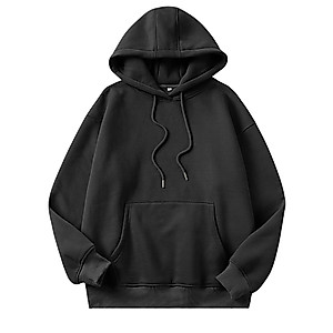 ANRABESS Women's Oversized Fleece Hoodies Basic Pullover Sweatshirt Fall Fashion 2024 Outfits Trendy Y2k Teens Preppy Clothes Black-M