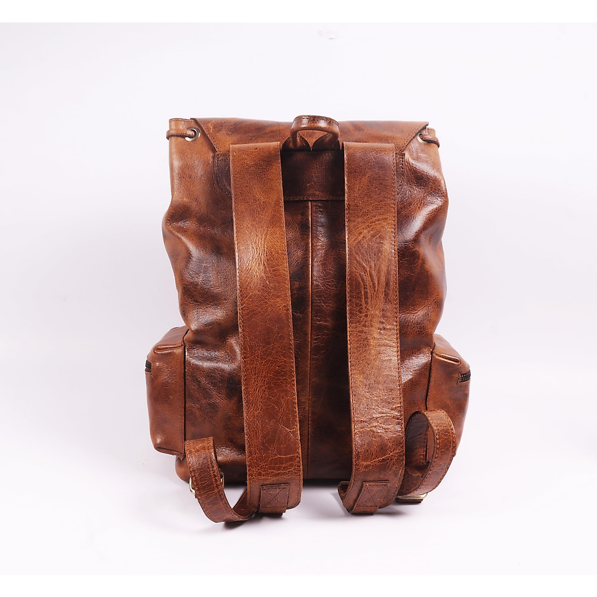 BIDRACHIE Brown Leather Backpack, Genuine Top Grain Leather Rucksack, Leather Travel Bag For Men & Women, Genuine Fine Leather Bags Manufacturers