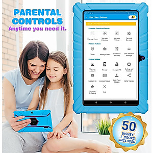 Contixo 7" Android Kids Tablet 32GB, Includes 50+ Disney Storybooks & Stickers (Value $200), Kid-Proof Case, (2023 Model V8) - Blue