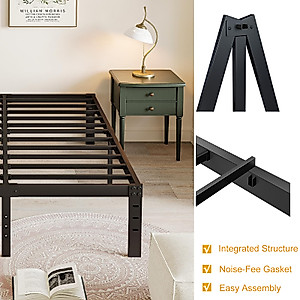 Bednowitz California-King-Bed-Frames, 12 Inch Cal King Metal Platform Bed Frame with Heavy Duty Steel Slats, Noise Free Mattress Foundation No Box Spring Needed, Easy Assembly, Black
