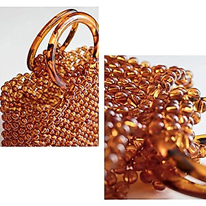 YIFEI Women Colored Transparent Beaded Acrylic Handbag Evening Handmade Bags for Wedding Party (Brown)