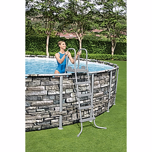 Bestway Flowclear Above Ground Swimming Pool Ladder 52” | Corrosion-Resistant Metal Frame with Heavy Duty Plastic Steps