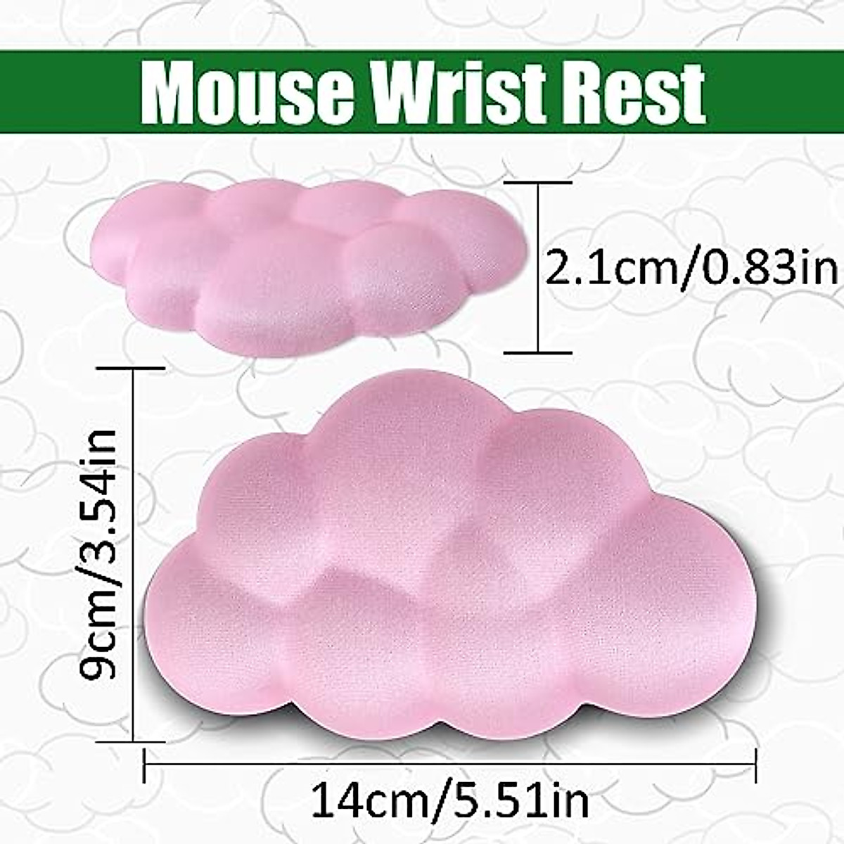 TIESOME Cloud Wrist Rest for Mouse, Memory Foam Wrist Cushion Ergonomic Palm Rest Pain Relief Mouse Wrist Support Pad with Anti-Skid Base for Office School Home Laptop&Computer Mouse(Pink)