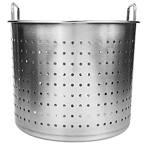 Angoily Crawfish Leaky Pot Crawfish Seafood Pot Stainless Steel Crawfish Pot Heavy-duty Stock Strainer Basket Stock Pot Insert Seafood Boil Pot for Outdoor Cooking Accessories Silver Bayou Boiler