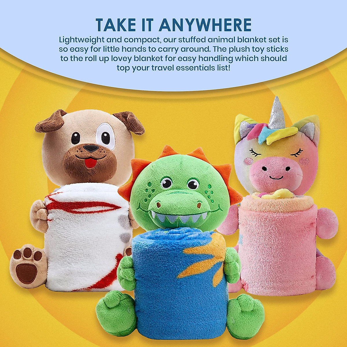 Girl's Unicorn Stuffed Animal Plush Blanket Set - Kids, Security Throw, Snuggle Pet & Comfort Sleeping Toy, Pink