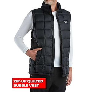 Reebok Men's Puffer Vest - Quilted Insulated Winter Vest - Sleeveless Bubble Jacket for Men (M-XXL), Size Large, Black