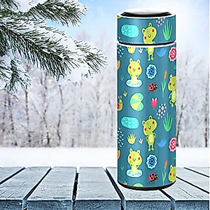 CaTaKu Small Water Bottle 12 oz, Cute Animal Frog Insulated Water Bottle for Water Coffee Tea Stainless Steel Flask Thermos Bottle Reusable Wide Mouth Vacuum Travel Mug