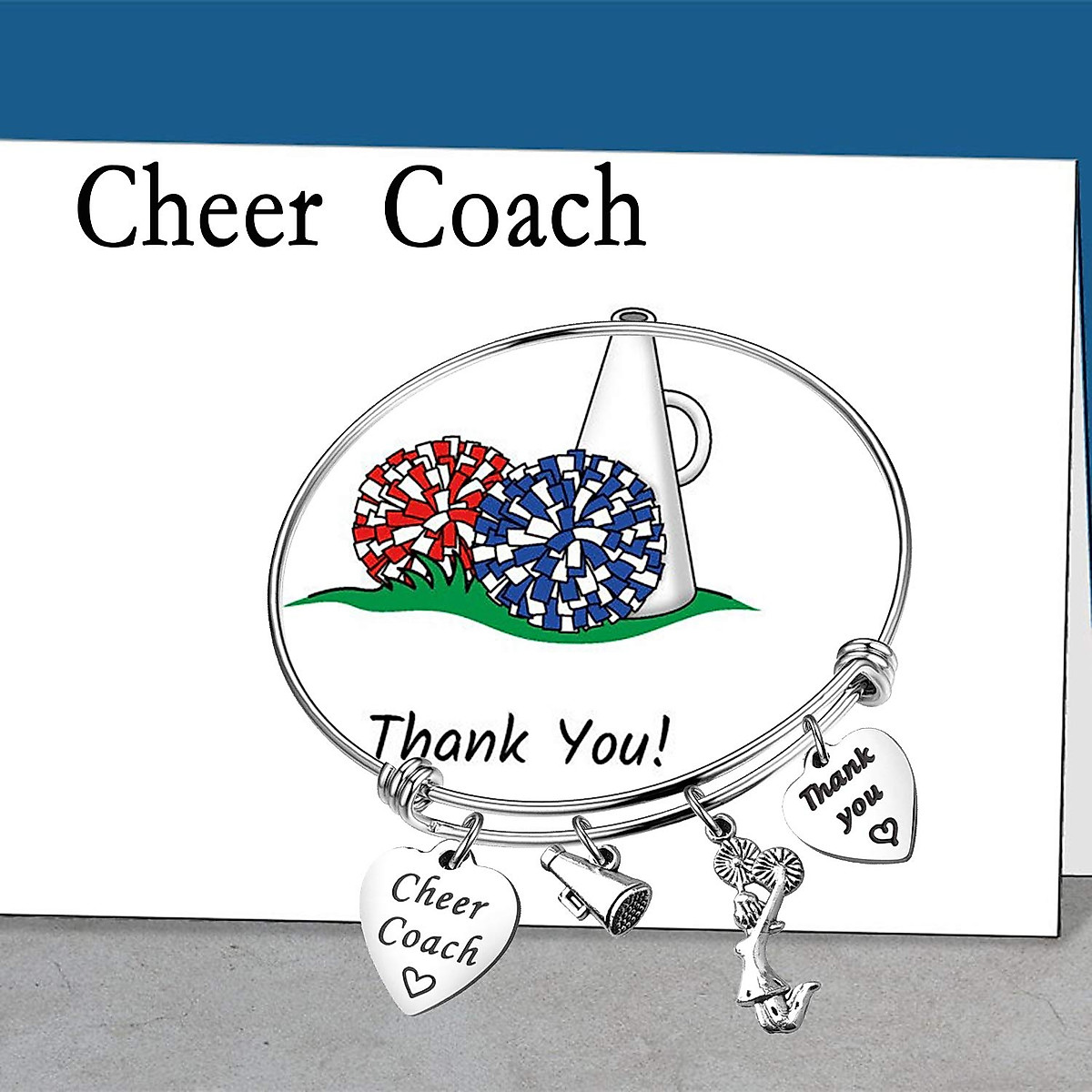 TGBJE Cheerleader Gift Cheer Coach Bracelet Wire Bangle Thank You Gift (Cheer Coach Bracelet)