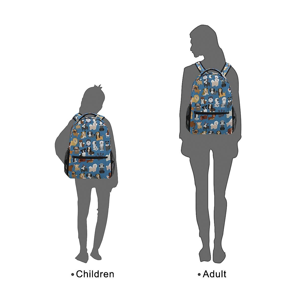 ALAZA Cute Doodle Dog Print Puppy Animal Large Backpack for Kids Boys Girls Student Personalized Laptop iPad Tablet Travel School Bag with Multiple Pockets