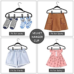 Velvet Hangers Clips，60 Pack 2.8" Baby Pants Hangers Velvet Clips,Flocking Plastic Clips for Hangers,Anti Slip Strong Finger Clips Perfect for Thin Velvet Hangers(Size:60 Pack)
