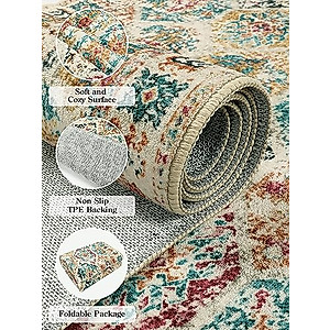 Lahome 6x9 Washable Area Rugs for Living Room, Large Bedroom Rug Soft Colorful Dining Room Mat, Transitional Printed Indoor Non Slip Accent Carpet for Nursery Office Coffee Table Home Office