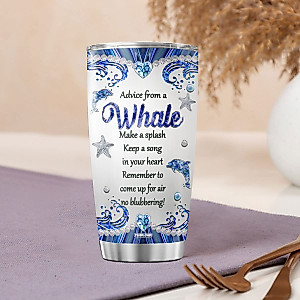 9SUNFLOWER Whale Coffee Tumbler Jewelry Style Cute Birthday Gifts For Girls Women Friends Animal Lovers Large Travel Mug With Lid Insulated Cups Inspirational Quotes Steel Mugs