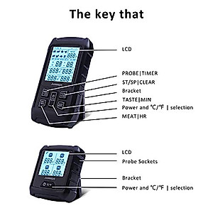Juseepo Dual Probes Digital Cooking Meat Thermometer, Best for Cooking and Large LCD Backlit Kitchen Food Thermometer with Timer Mode, Suitable for Sugar, Frying