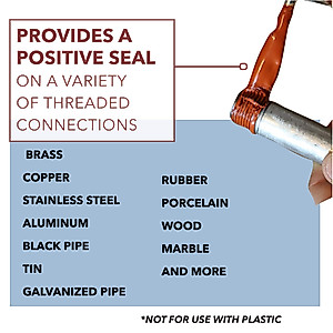 Gasoila Hard-Set Thread Sealant Varnish For Metal, PVC, Rubber, Marble, Wood, and Porcelain 1/4 pt. with Brush