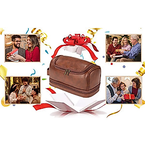 Personalized Toiletry Bag For Men, Husband, Boyfriend, Dad Large Capacity PU Leather Travel Dopp Kit Handcrafted Custom Name Unique Gift For Birthday| Fathers Day| Anniversary| Wedding Groomsmen Gifts