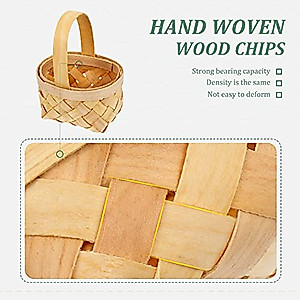 DOITOOL 4pcs Hand Woven Baskets Handmade Wood Baskets with Handles Mini Braided Basket Wood Chip Basket Hanging Baskets for Gifts Home Living Room Decor 9X6. 5CM