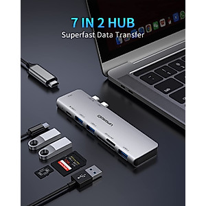 Upgrow 7-in-2 USB C Adapter with Thunderbolt 3 USB C Port, HDMI, SD, Micro SD, 3 USB 3.0 Ports for MacBook