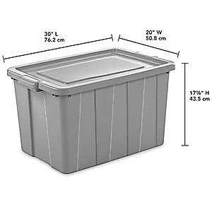 Sterilite Tuff1 30 Gallon Plastic Stackable Temperature and Impact Resilient Basement/Garage/Attic Storage Tote Container Bin with Lid, Gray (8 Pack)