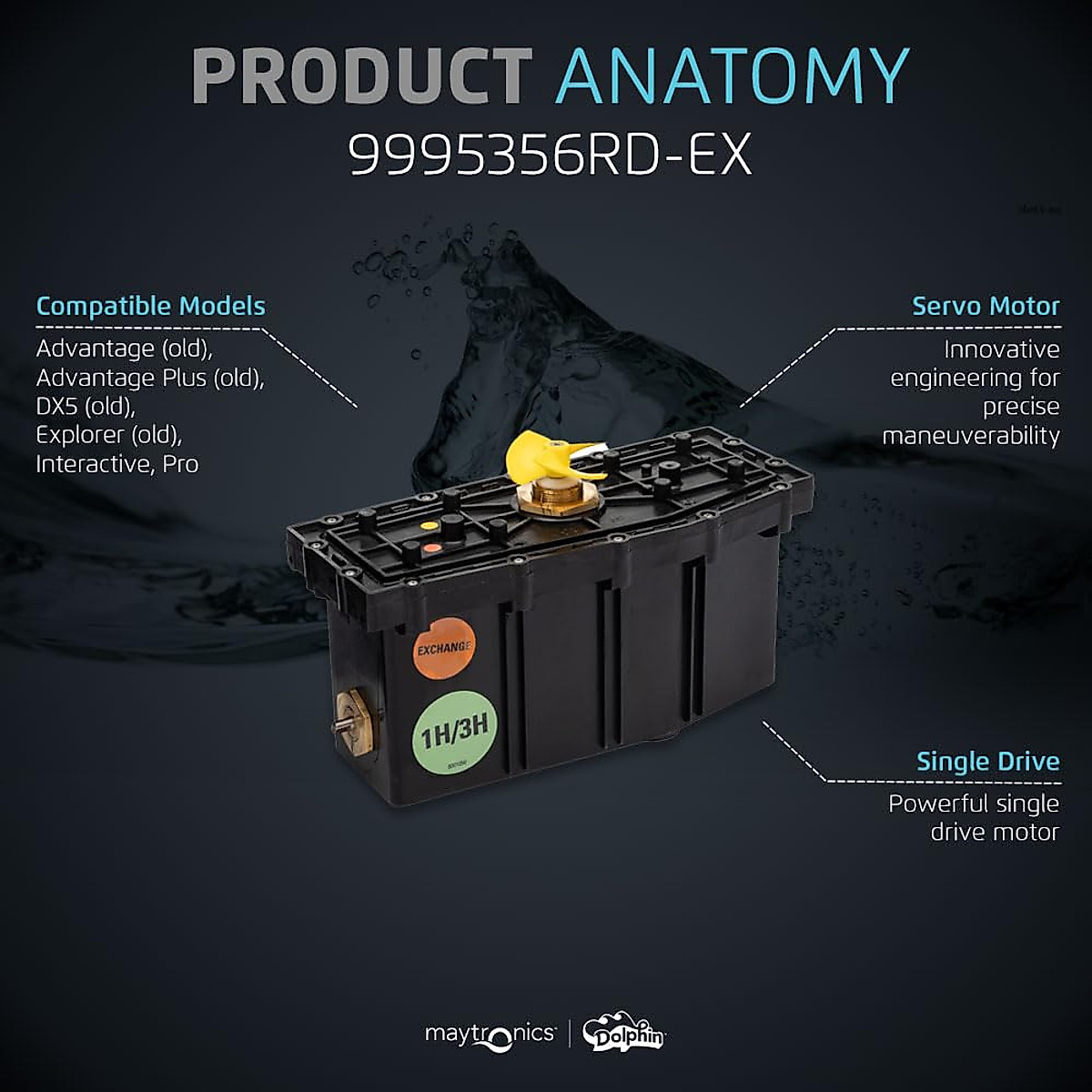 Dolphin Genuine Replacement Part — Robotic Pool Cleaner Motor Unit — 9995356RD-EX