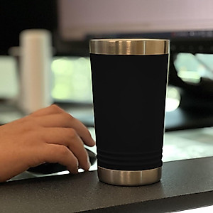 LaserGram 16oz Vacuum Insulated Pint Tumbler, Boat Anchor, Personalized Engraving Included (Black)