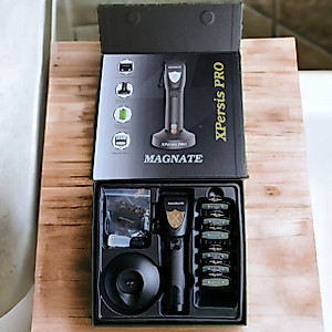 XPERSIS PRO Magnate Quiet DLC Fade Blade Black Cordless Hair Clipper for Barbers, Professional Mens Hair Clipper + Electric Razor Foil Shaver with Sharp Blades