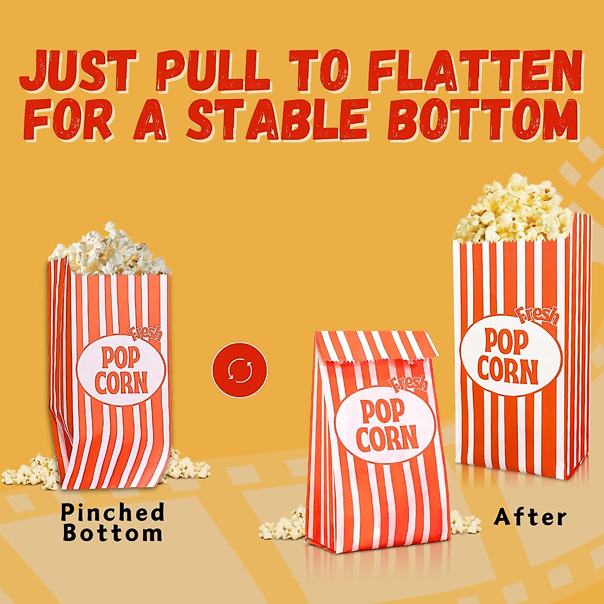 EBEGEE Popcorn Bags, Greaseproof Popcorn Bags Individual Servings, 100 Pcs Convenient Portions Movie Night Supplies, Versatile Popcorn Containers, Ideal for Parties and Events