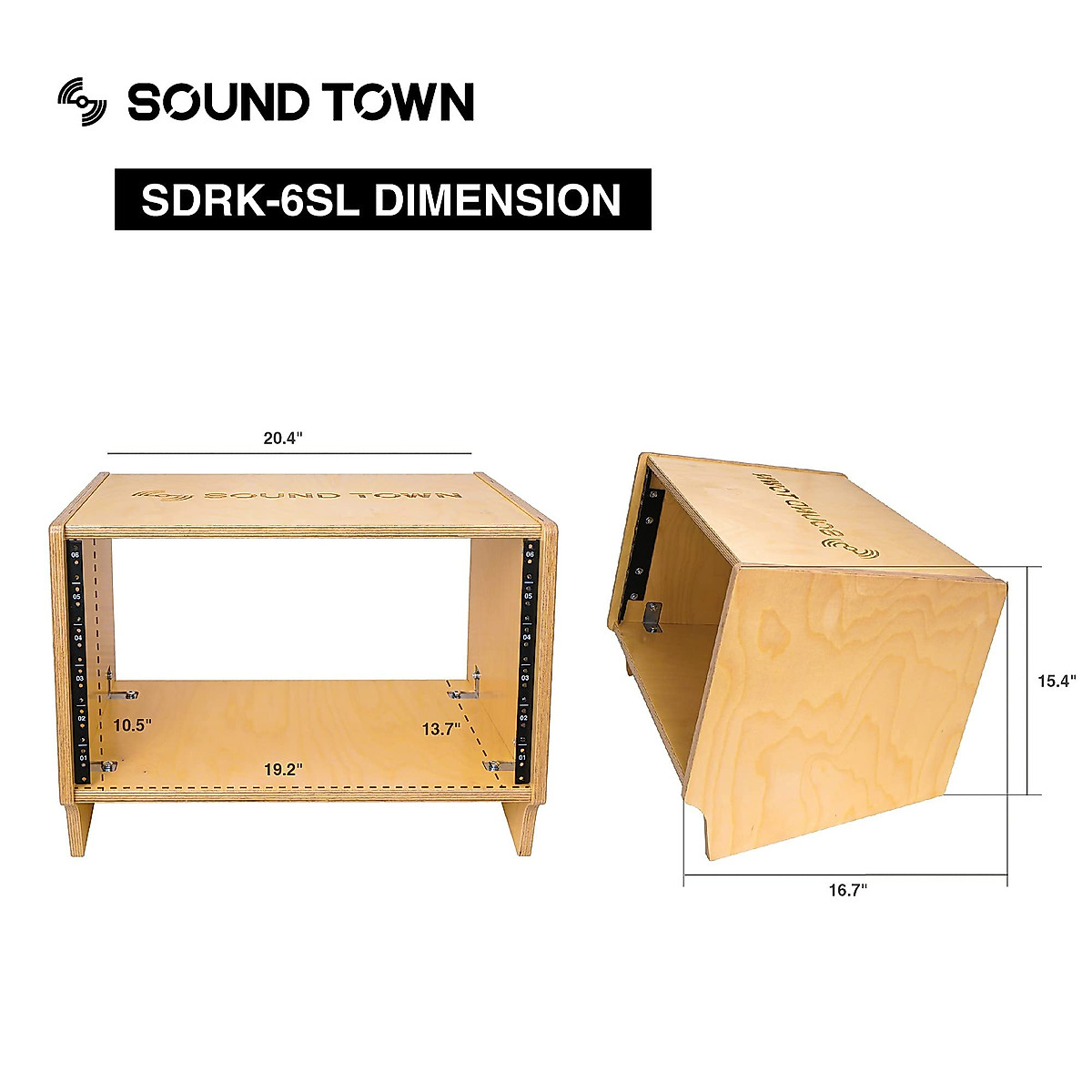 Sound Town 6U Space Baltic Birch Plywood Angled Desktop Turret Studio Equipment Rack (SDRK-6SL)