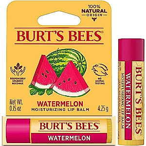 Burt's Bees Watermelon Lip Balm, Lip Moisturizer With Responsibly Sourced Beeswax, Tint-Free, Natural Conditioning Lip Treatment, 1 Tube, 0.15 oz.
