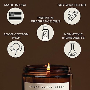 Sweet Water Decor Cinnamon Roll Candle | Cinnamon, Icing, Buttery Pastry Fall Scented Soy Candles for Home | 9oz Amber Jar, 40 Hour Burn Time, Made in the USA